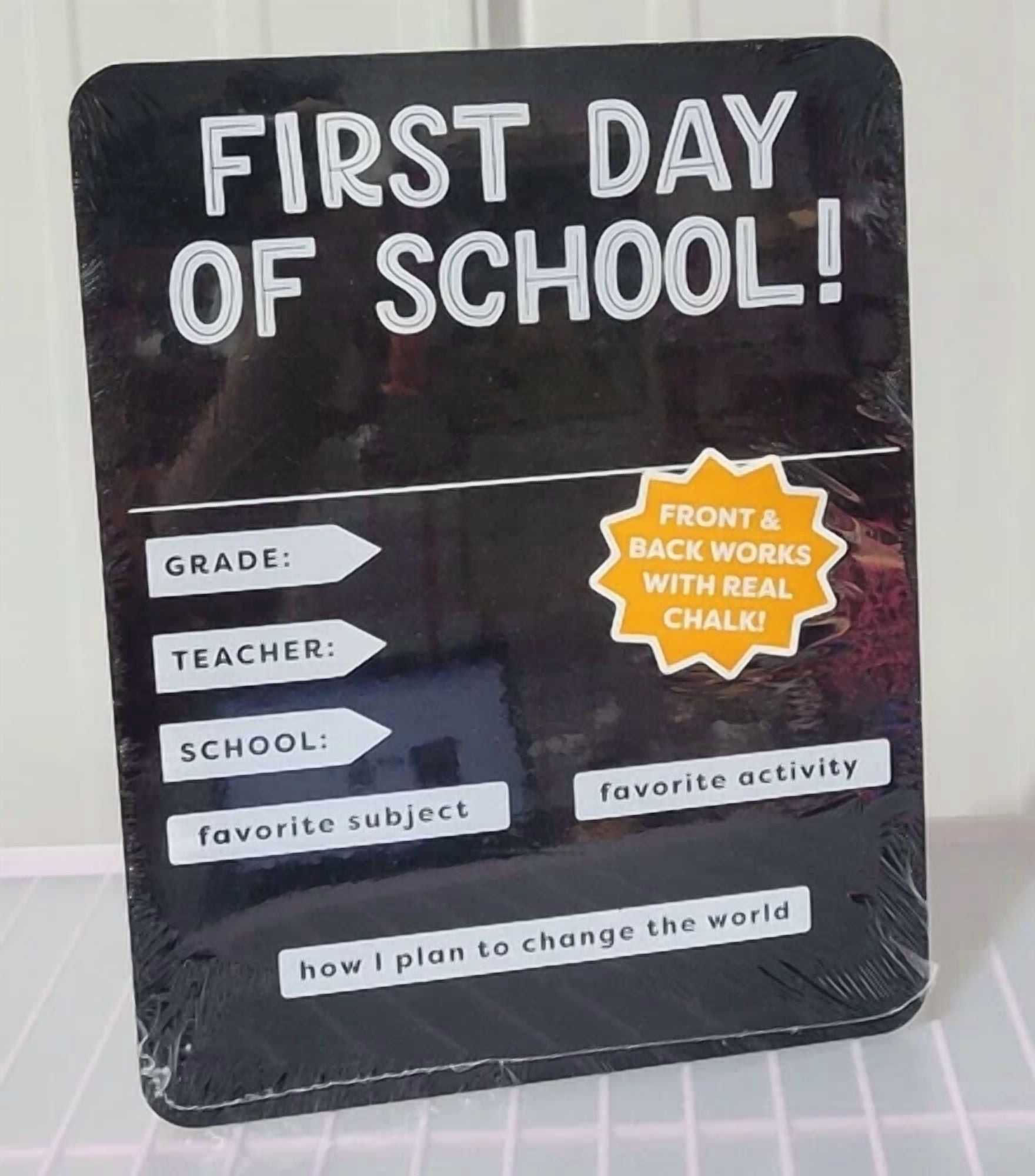 BUTTERFLY- First Day Of School 11.5" X 9" Reversible Chalkboard Printed ...