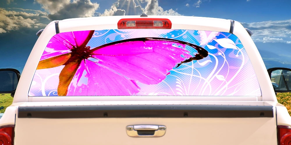 BUTTERFLY Rear Window Graphic back truck decal suv view thru vinyl ...