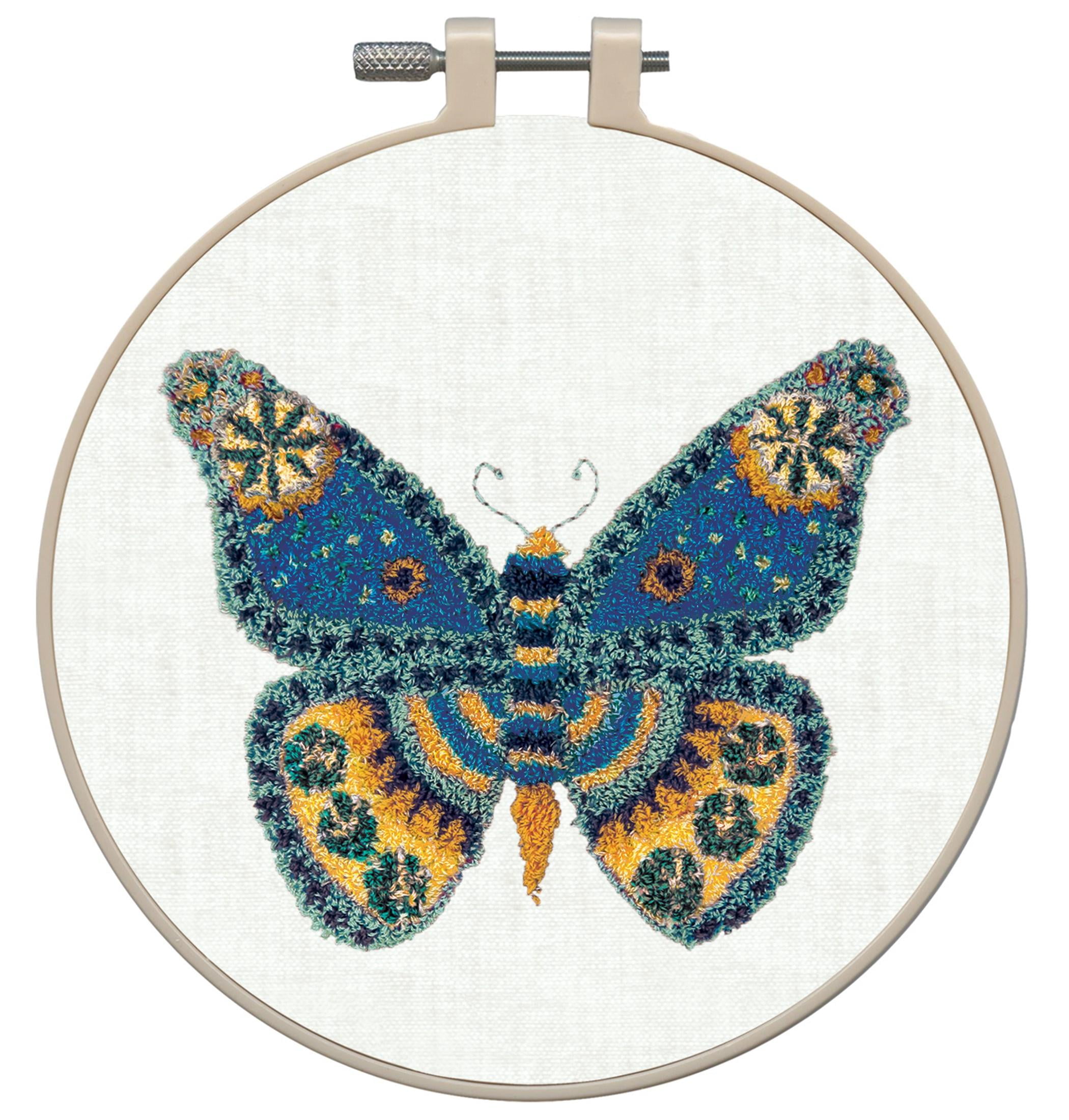Janlynn Butterfly Thread Punch Needle Kit Embroidery Hoop Stamped ...