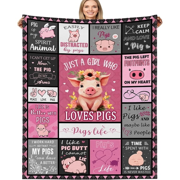 BUUGVIIL Pig Blanket Pig Gifts for Pigs Lovers Women Just a Girl Who ...