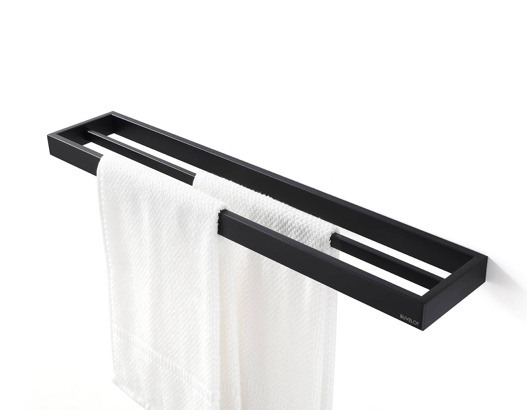 BUVELOT Double Towel Bar, Black Towel Shelf 24 Inch, Hotel Style Towel ...