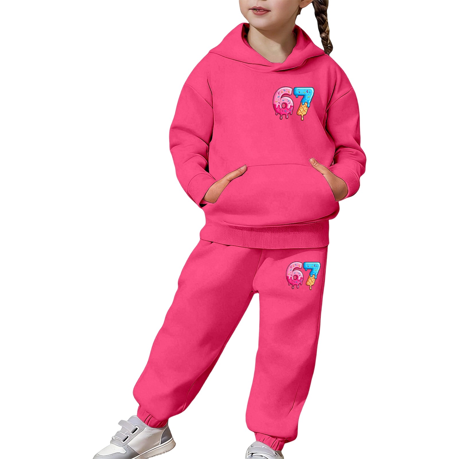 BUWTTED Girls Activewear Jogger Sets - 2 Piece 67 Print 6 7 Ice Cream ...
