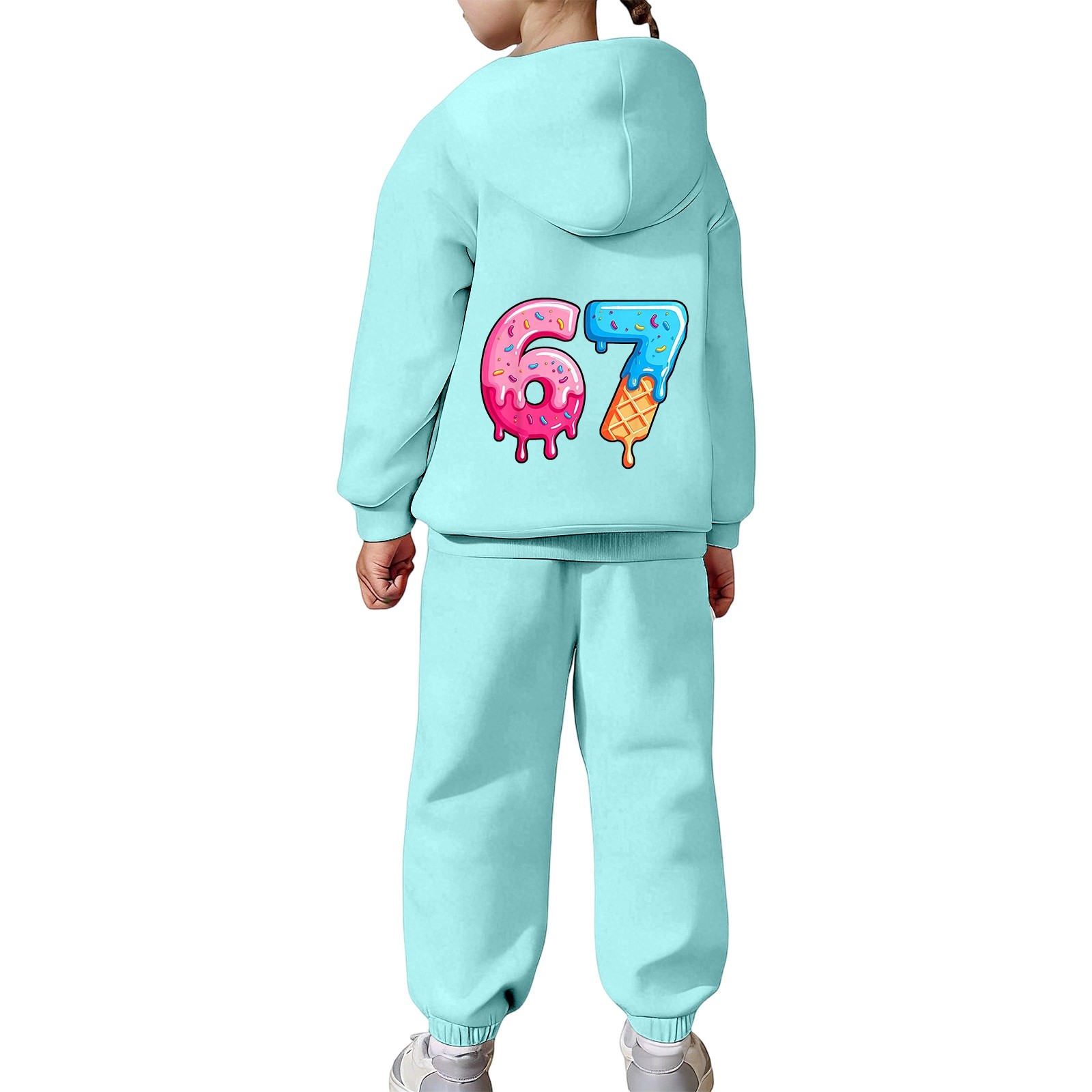 BUWTTED Girls Activewear Jogger Sets - 2 Piece 67 Print 6 7 Ice Cream ...