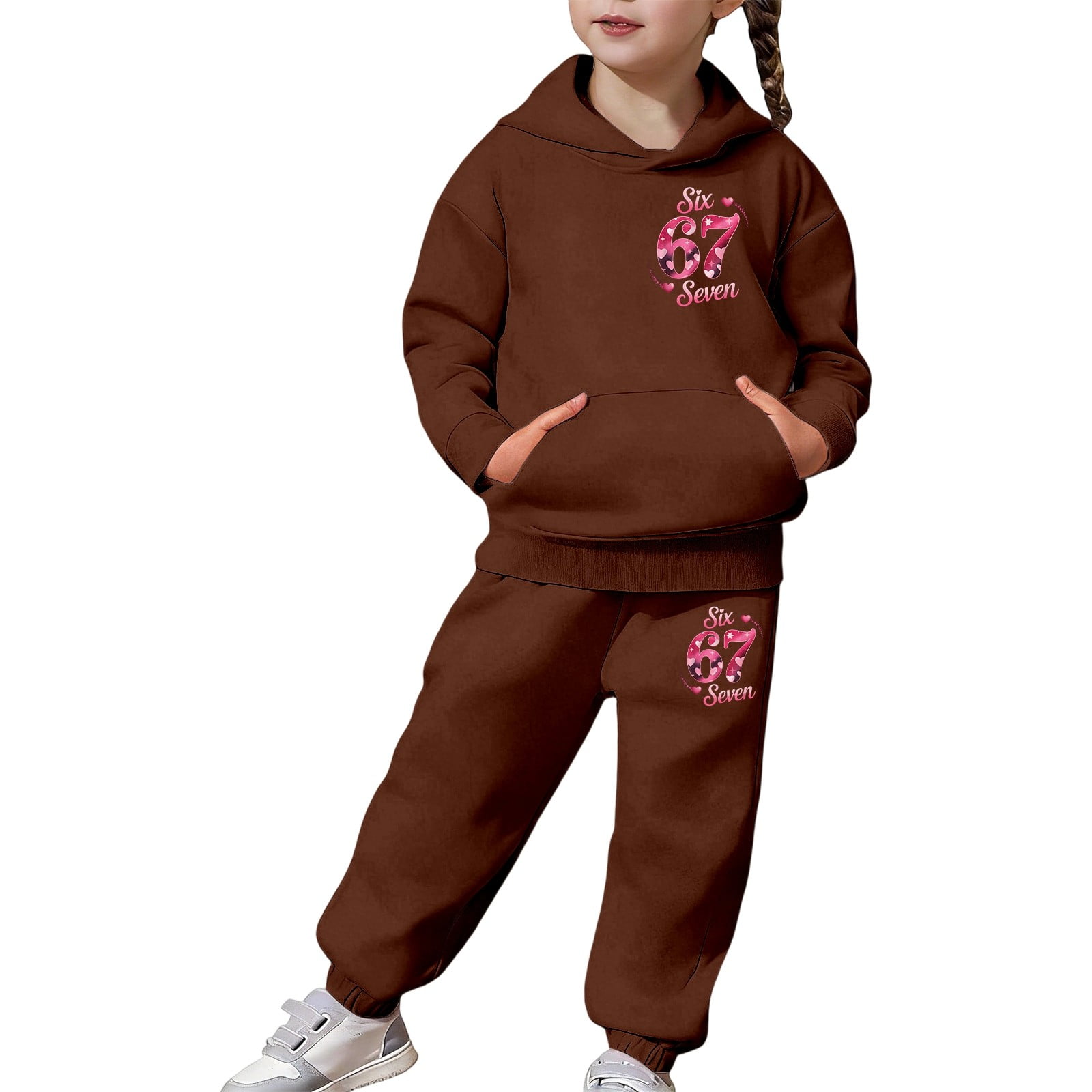 BUWTTED Girls Activewear Jogger Sets - 2 Piece Fashion 6 7 Number ...