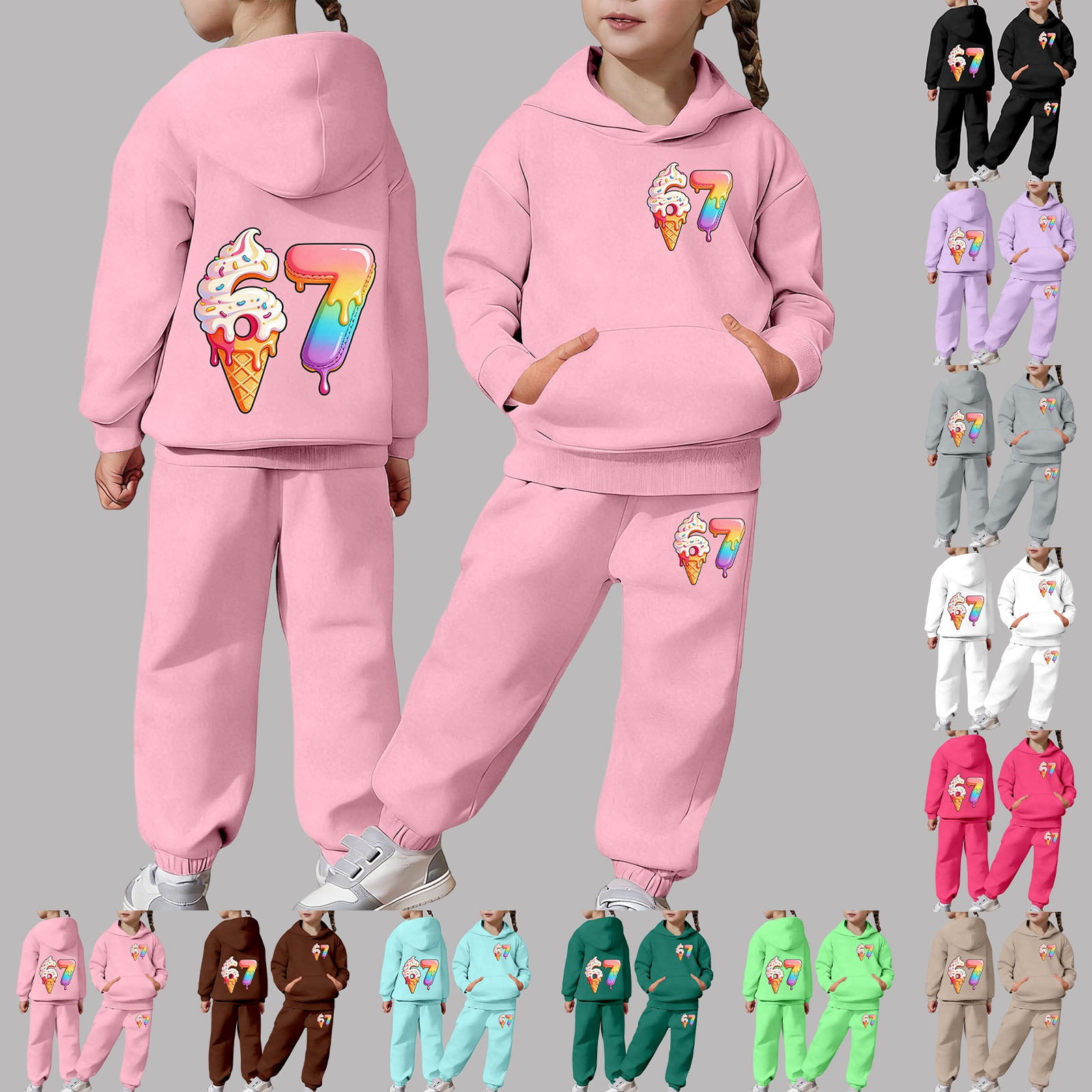 BUWTTED Girls Activewear Jogger Sets - 2 Piece Fashion 6 7 Number ...