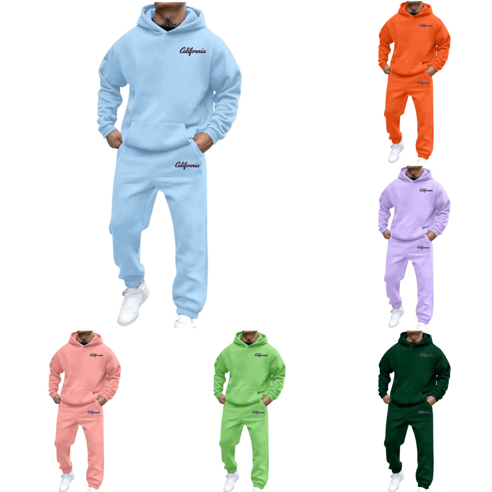 BUWTTED Hoodies for Men 2 Pieces Long Sleeve Classic Sports Jogging ...