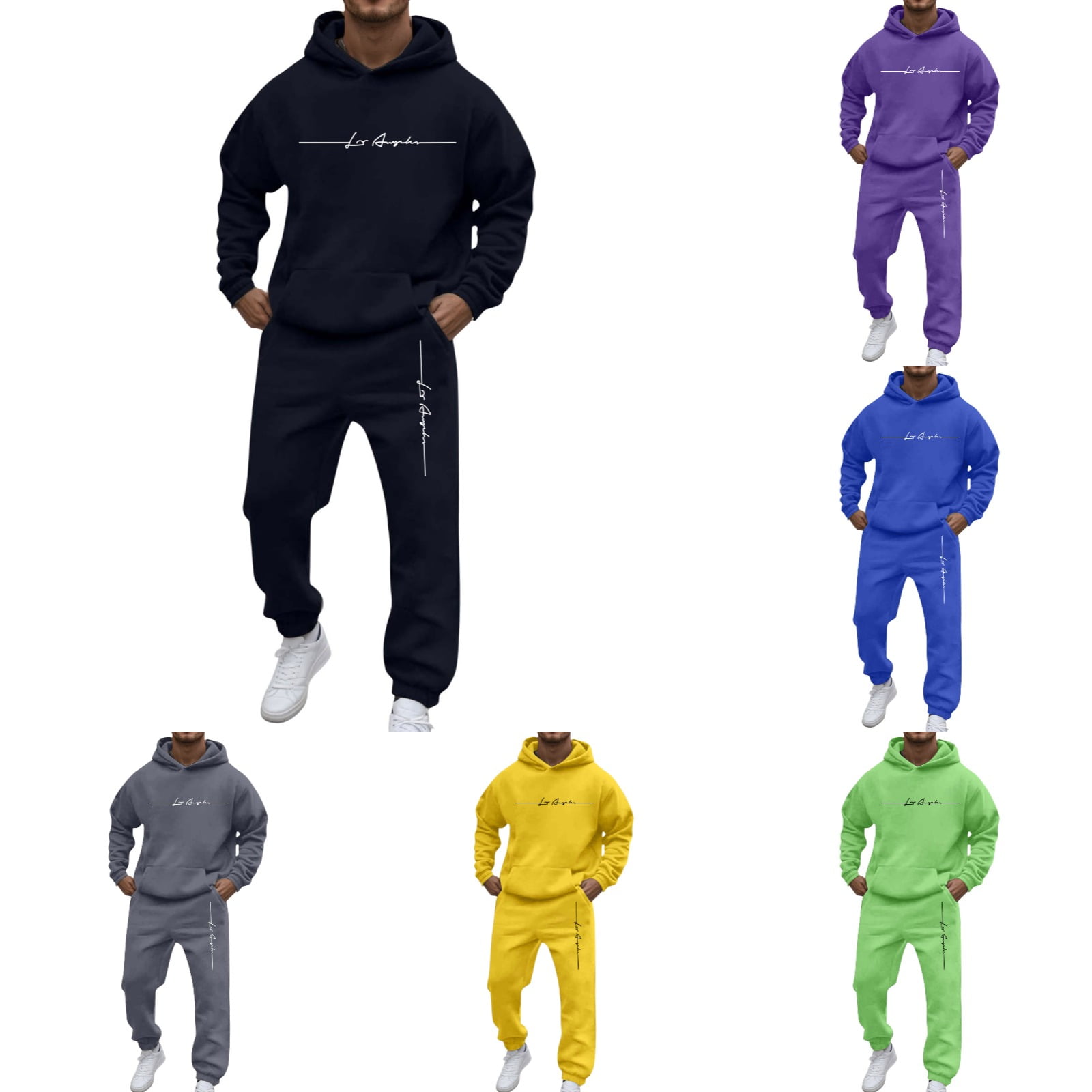 BUWTTED Hoodies for Men 2 Pieces Long Sleeve Regular Fit Jogging ...