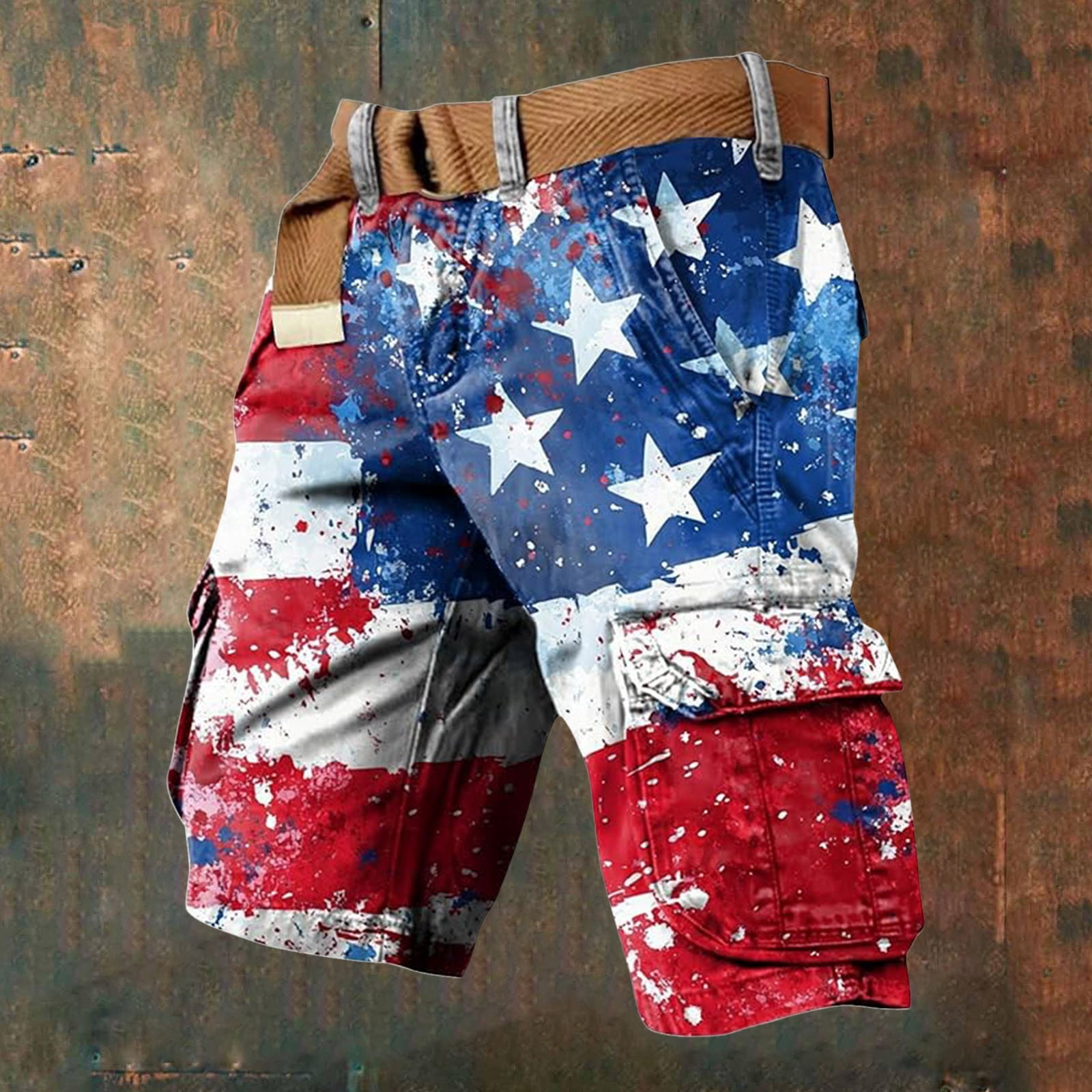 BUWTTED Mens Casual Pants Cargo Shorts with Print Outdoor Adventure ...