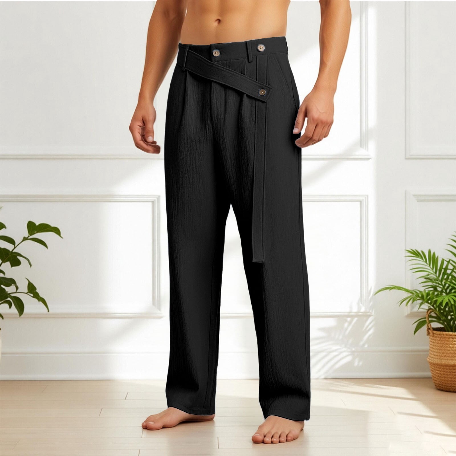 BUWTTED Mens Pants 2026 Summer Spring Trendy Pure Color Slacks with ...