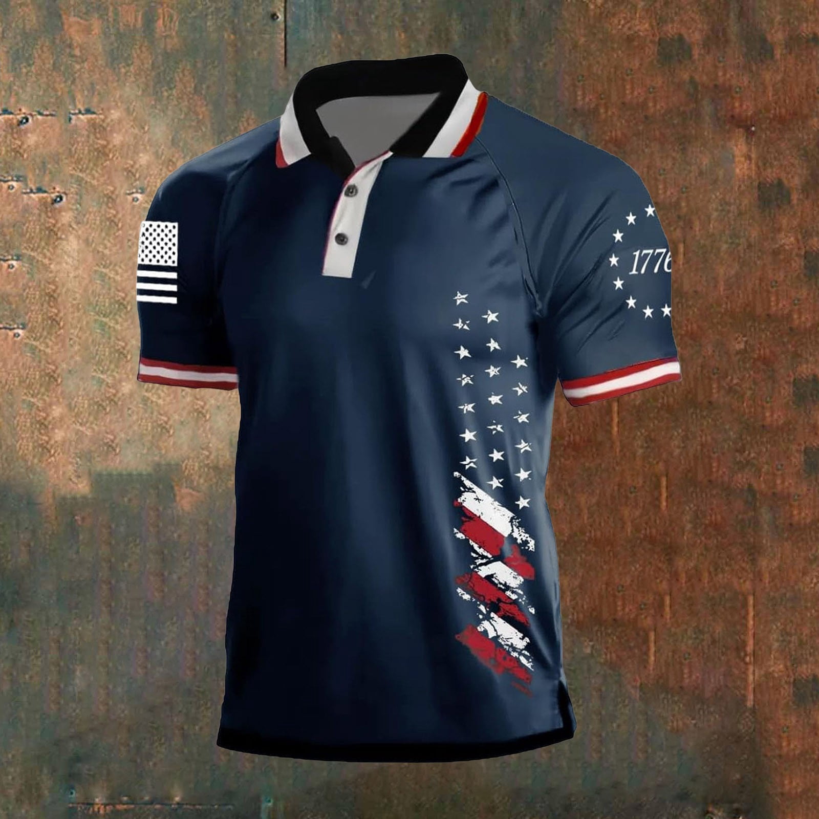 BUWTTED Shirts for Men Short Sleeve Lapel Print T Shirts Slim Fit ...