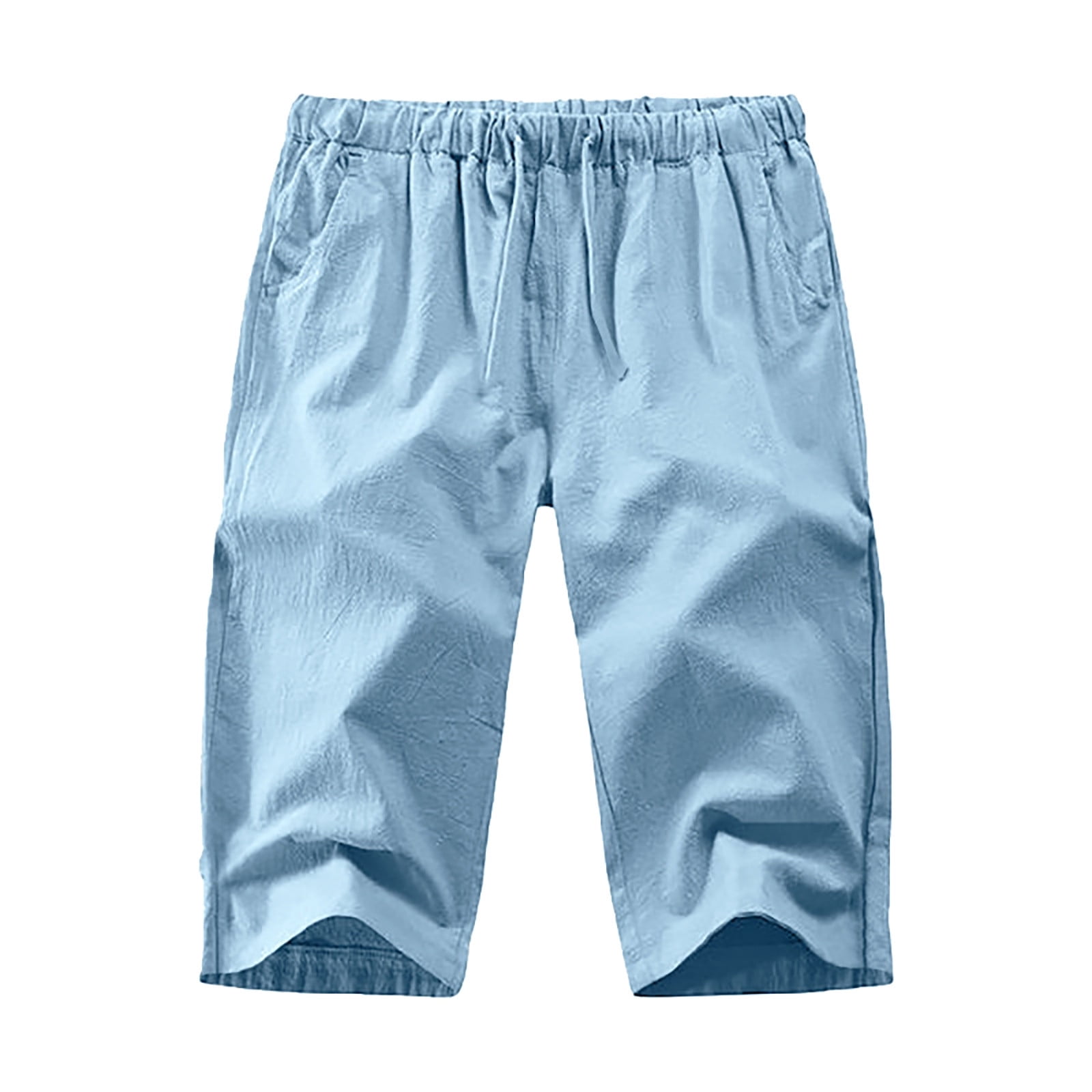 BUWTTER Men's Pants Capri Baggy Harem Drawstring Yoga Beach Solid Color ...