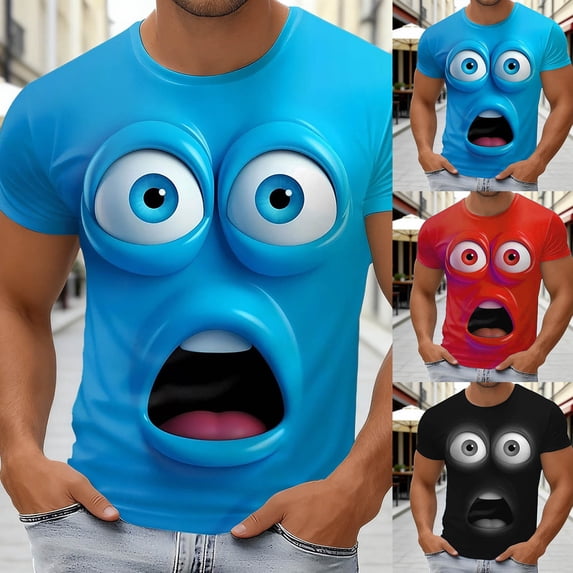 BUWTTER Mens Funny Graphic Tees Short Sleeve Crew Neck Tops Slim Fit 3D ...
