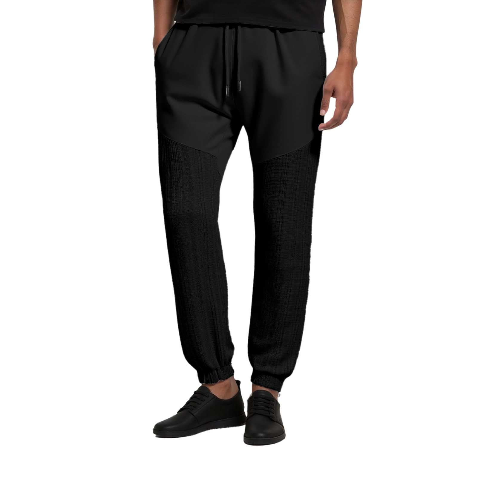 BUWTTER Mens Pants Summer Thin Solid Color Loose Imitation Sports Lace ...