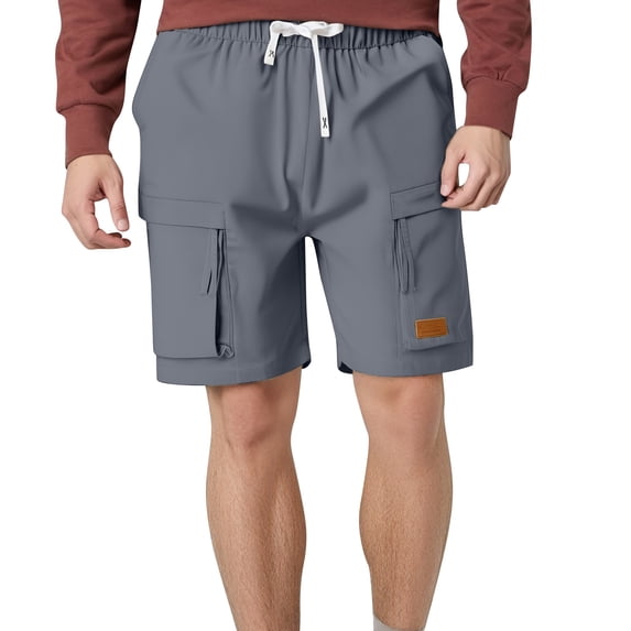 BUWTTER Mens Shorts Casual Mid Waist Pant Short Cargo Pant Solid Splice ...