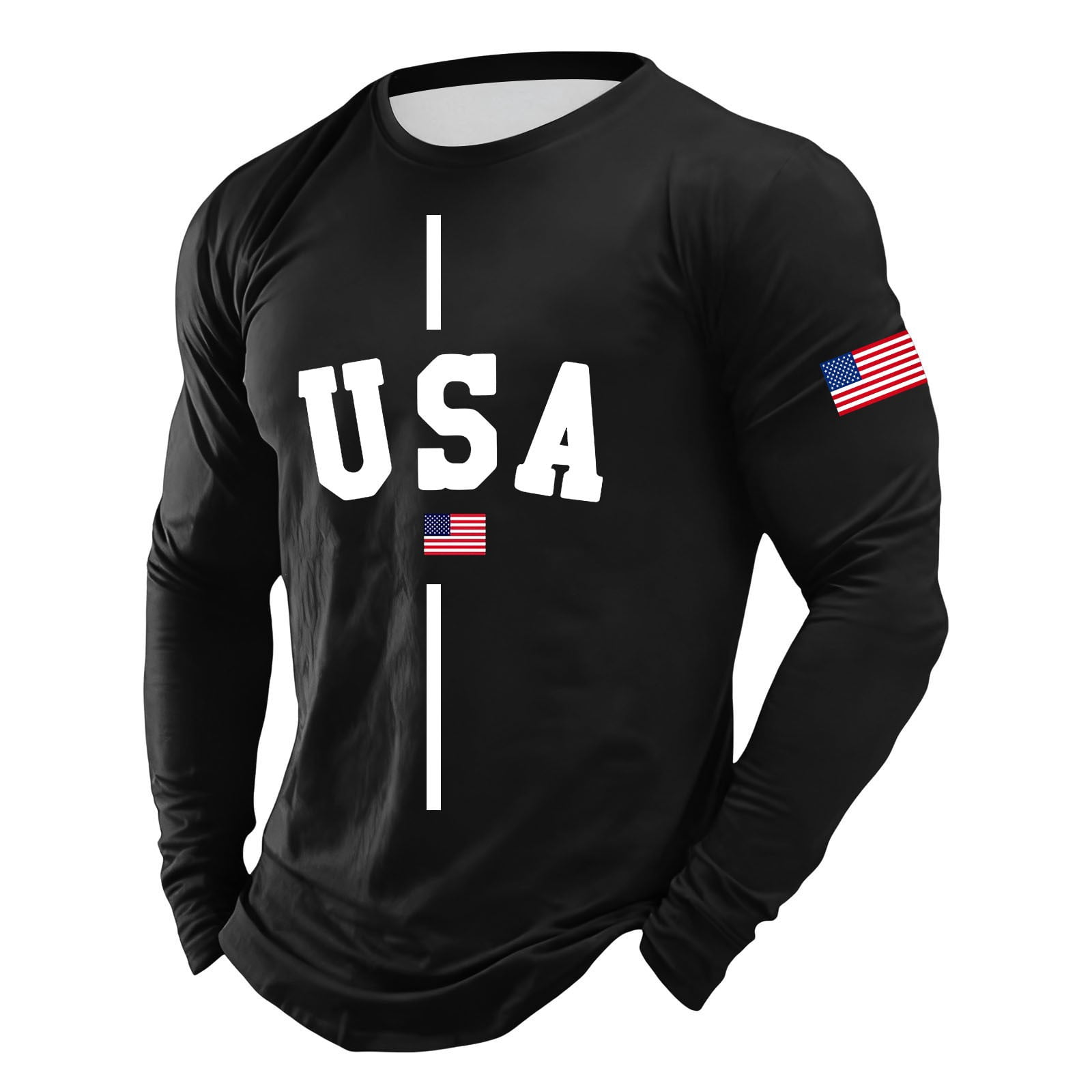 BUWTTER Mens T Shirts Long Sleeve Crew Neck Holiday Celebrations Casual ...
