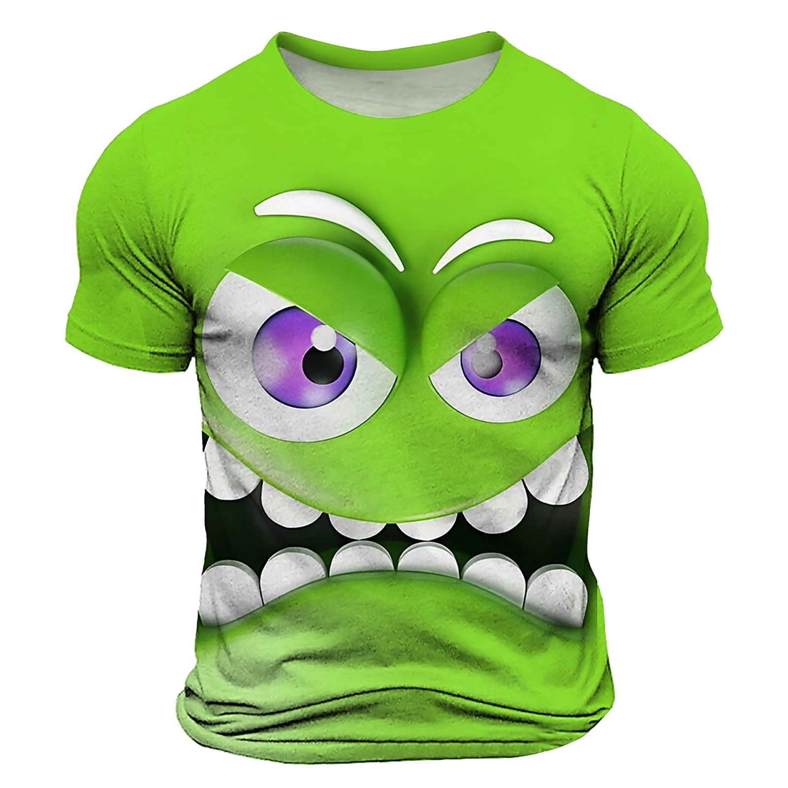BUWTTER T Shirts for Man Spring Summer Casual Emoticon Printed Crew ...
