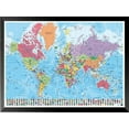 BUY ART FOR LESS Officially Licensed Framed Colorful World Map 36 x 24 ...