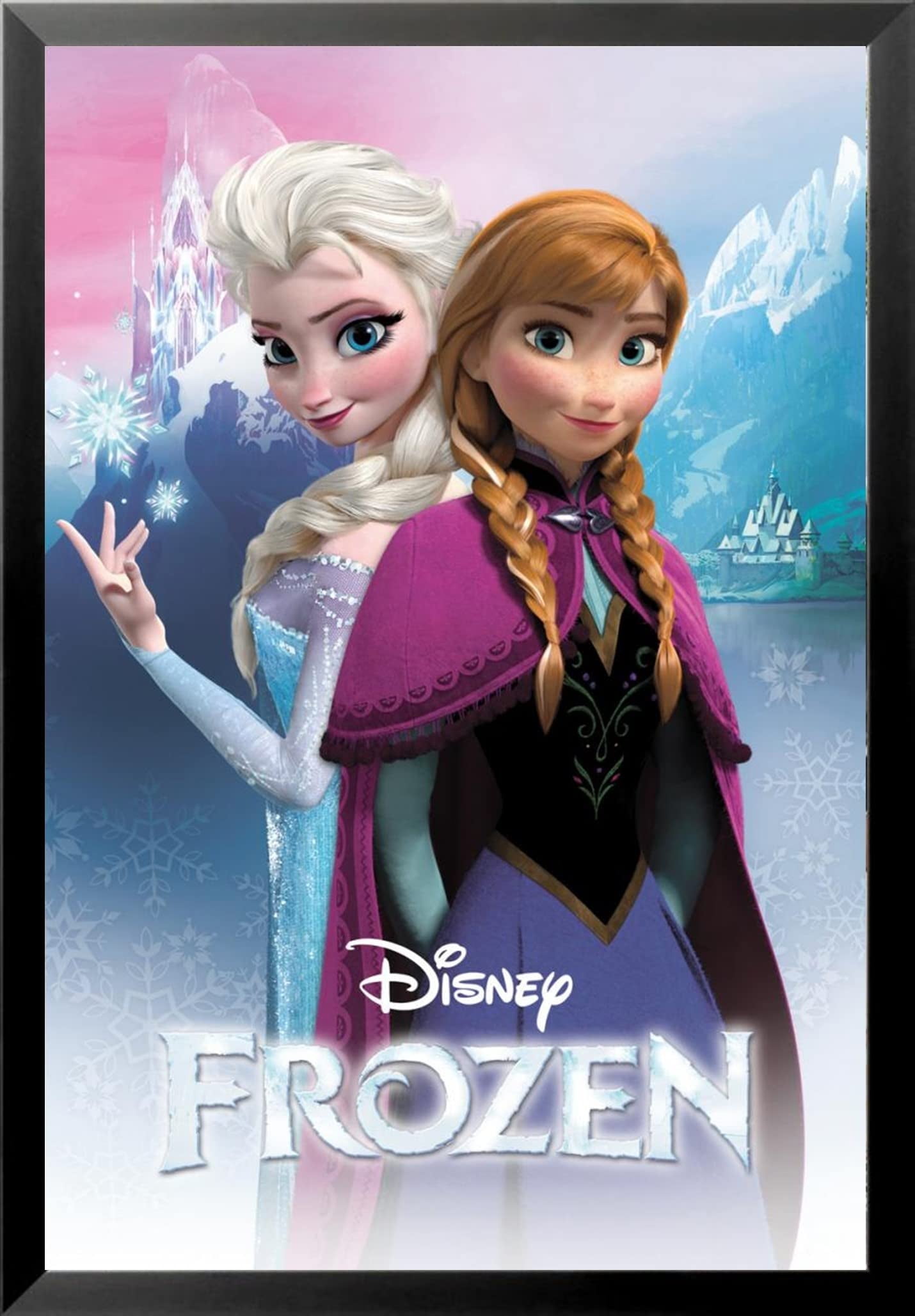 BUY ART FOR LESS Officially Licensed Framed Frozen Anna and Elsa Day 36 ...