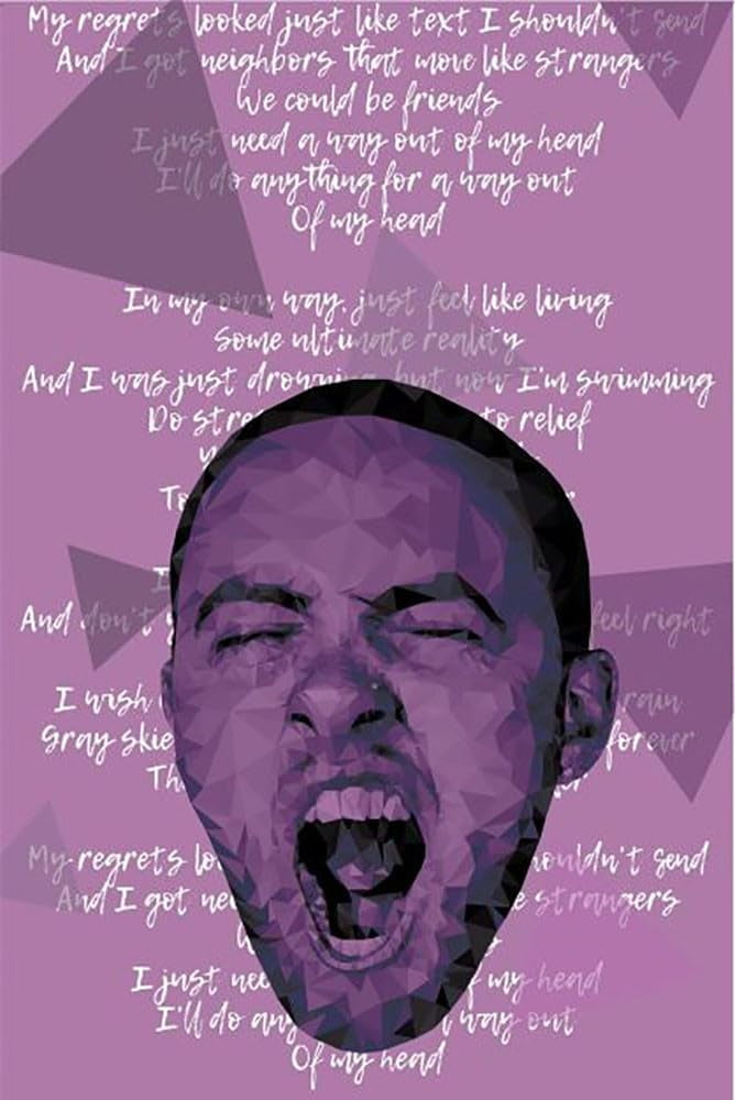 BUY ART FOR LESS Officially Licensed Mac Miller Purple Lyrics 24 x 36 ...