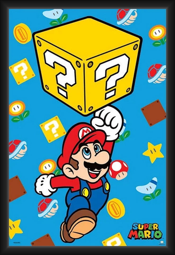 BUY ART FOR LESS Officially Licensed Mario - Block Jump - Framed Art ...