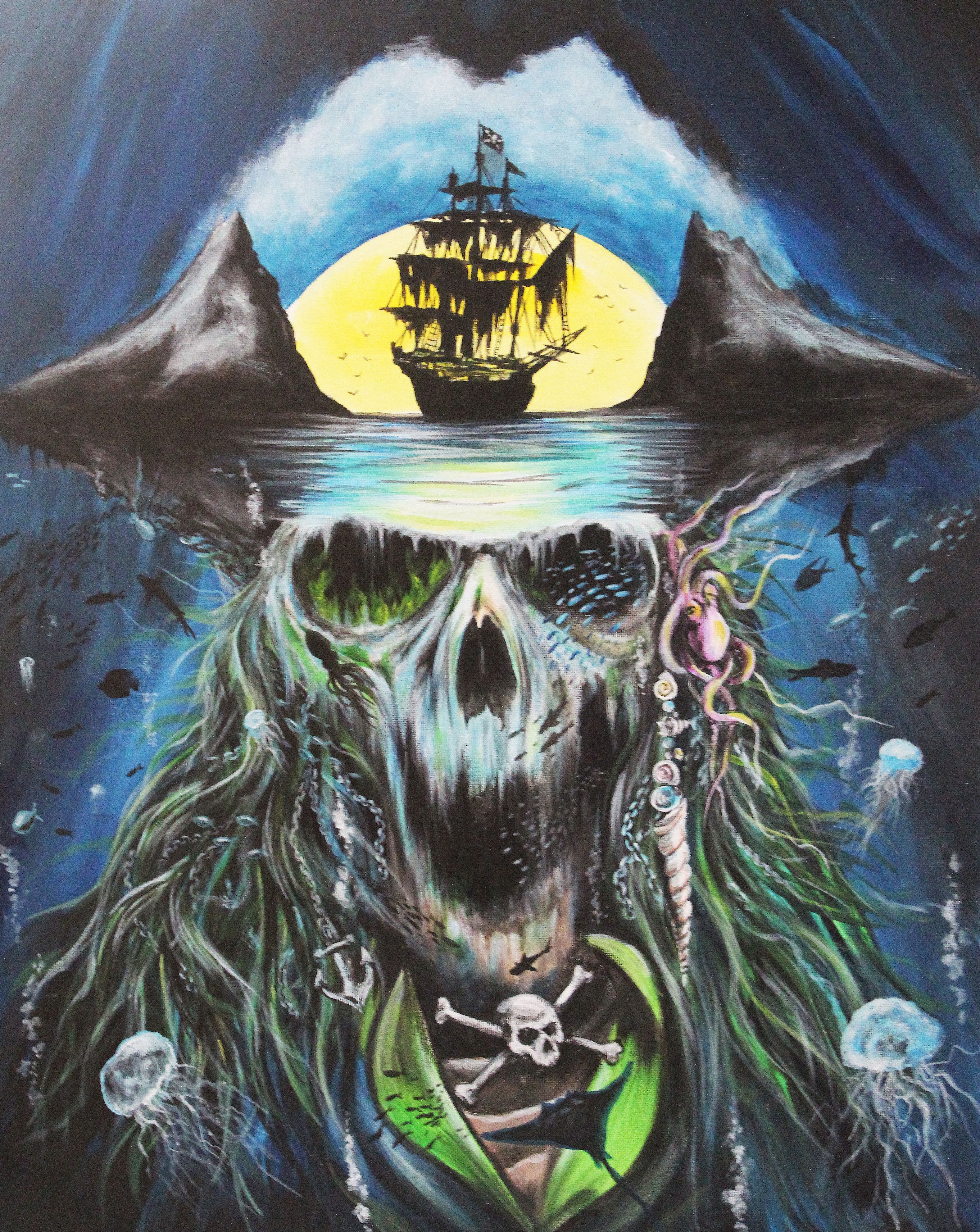 BUY ART FOR LESS Officially Licensed Mystical Pirate and Ship Original ...