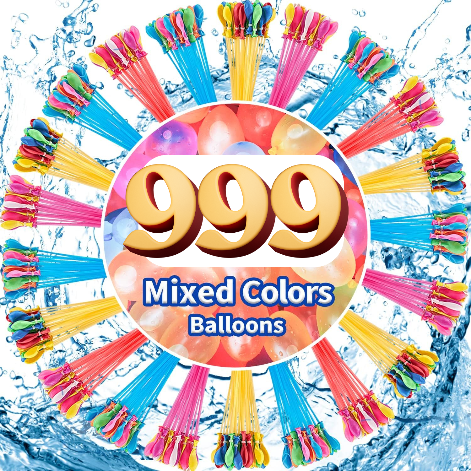 BUY RELIABLE LLC Water Balloons 999 Pack Water Balloons Quick Fill for ...