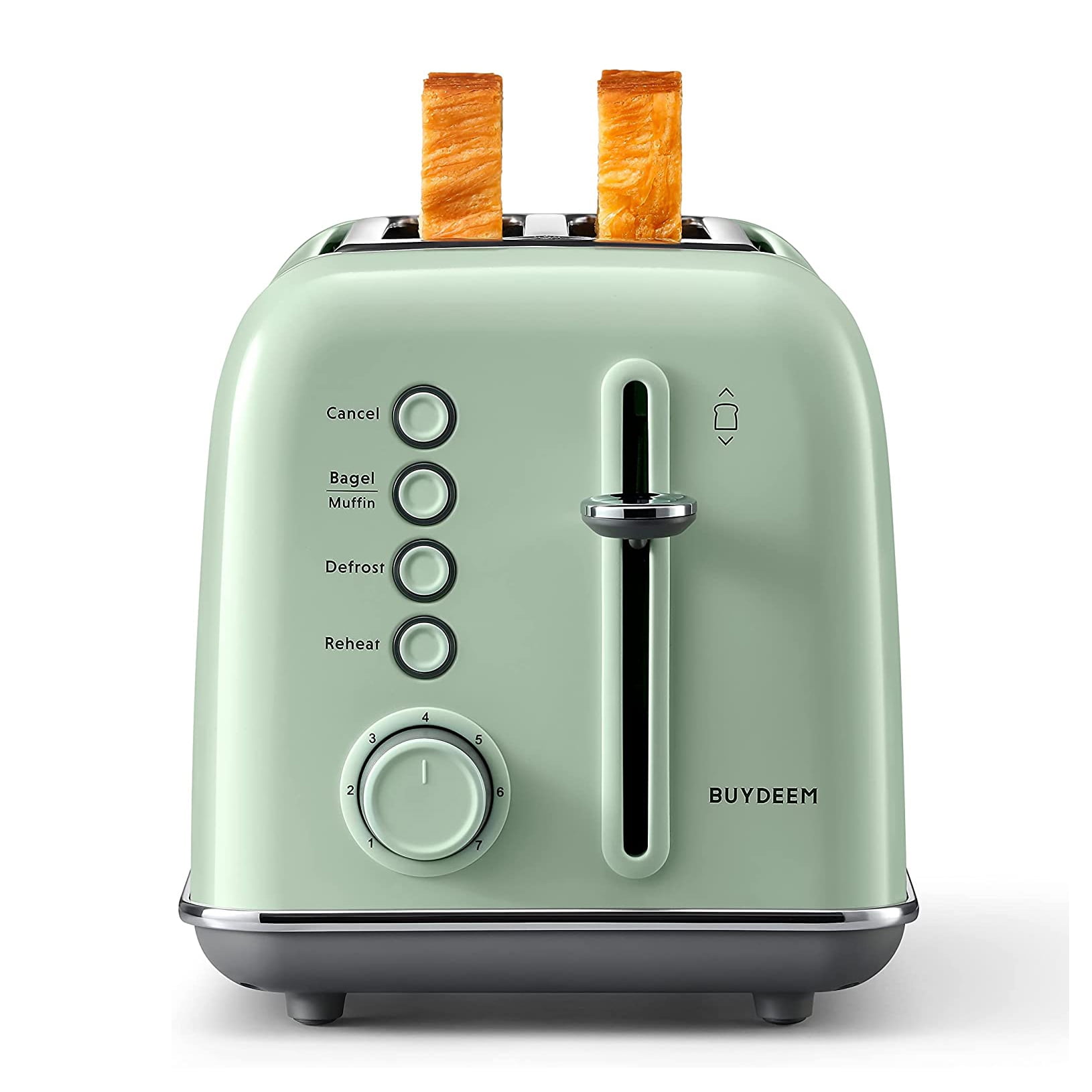 BUYDEEM Vintage 2-Slice Bagel Toaster, Extra Wide Slots, Mint Green ...