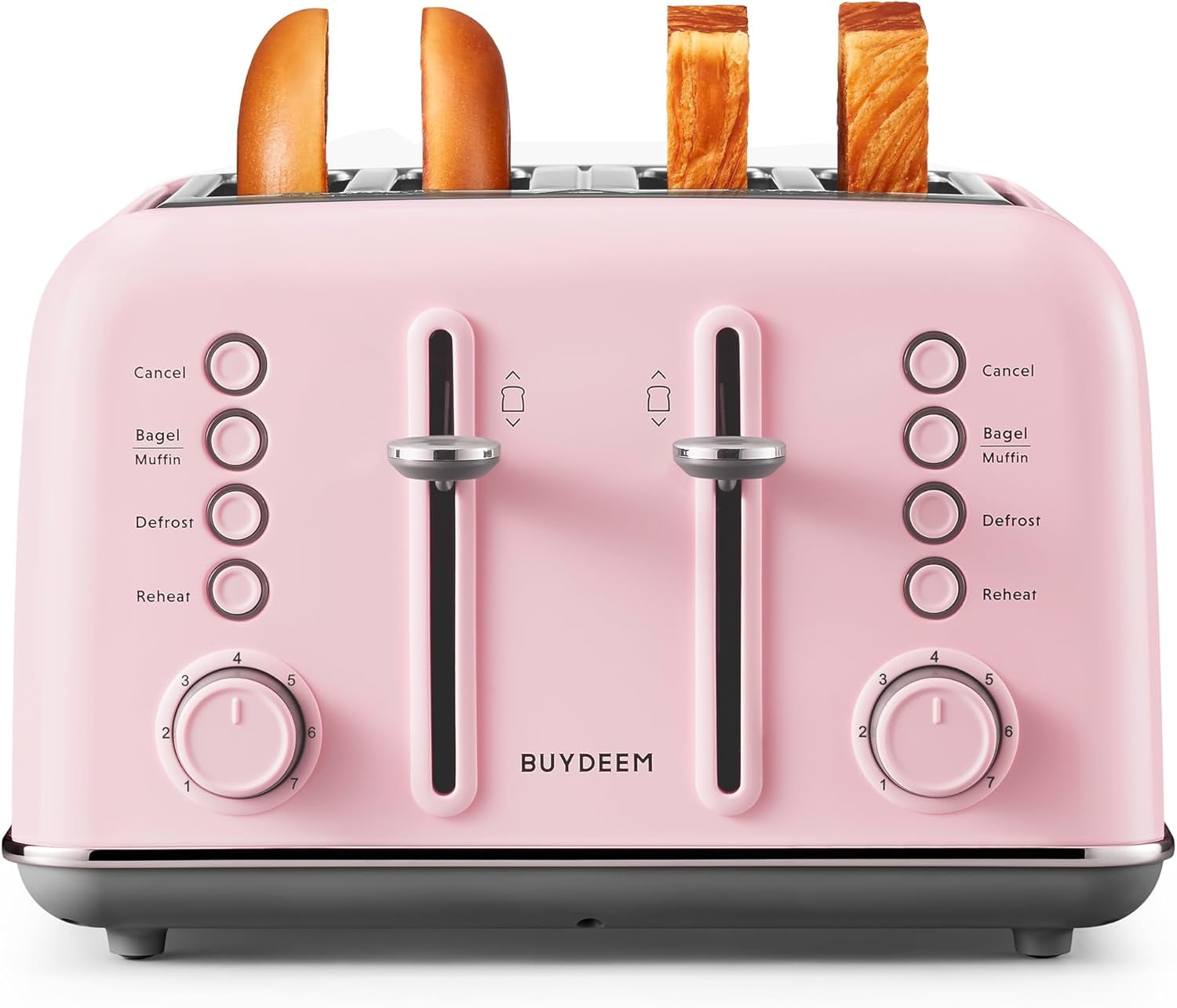 BUYDEEM DT640 4-Slice Toaster, Extra Wide Slots, Retro Stainless Steel ...