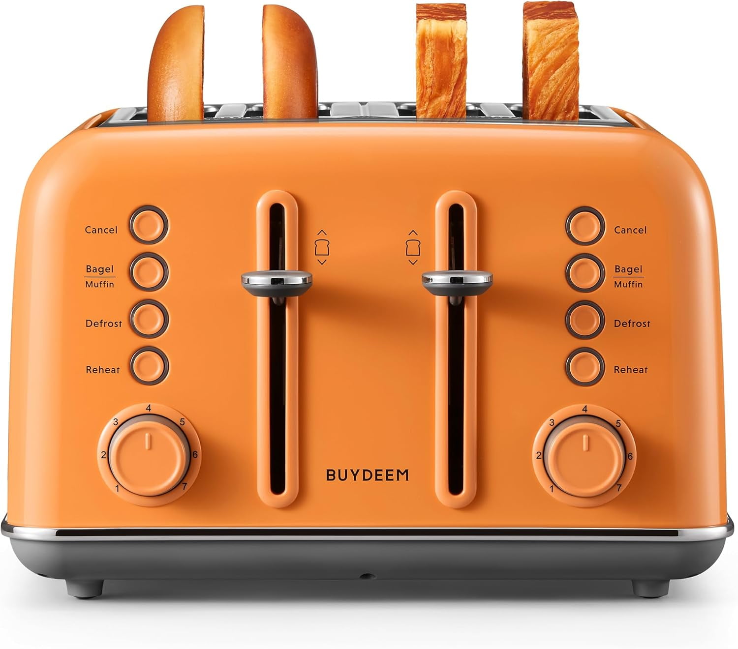 BUYDEEM DT640 4-Slice Toaster, Extra Wide Slots, Retro Stainless Steel ...