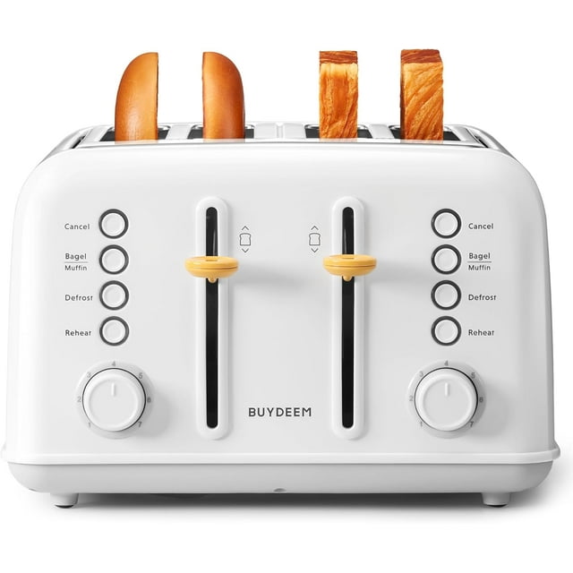 BUYDEEM DT640 4-Slice Toaster, Extra Wide Slots, Retro Stainless Steel ...