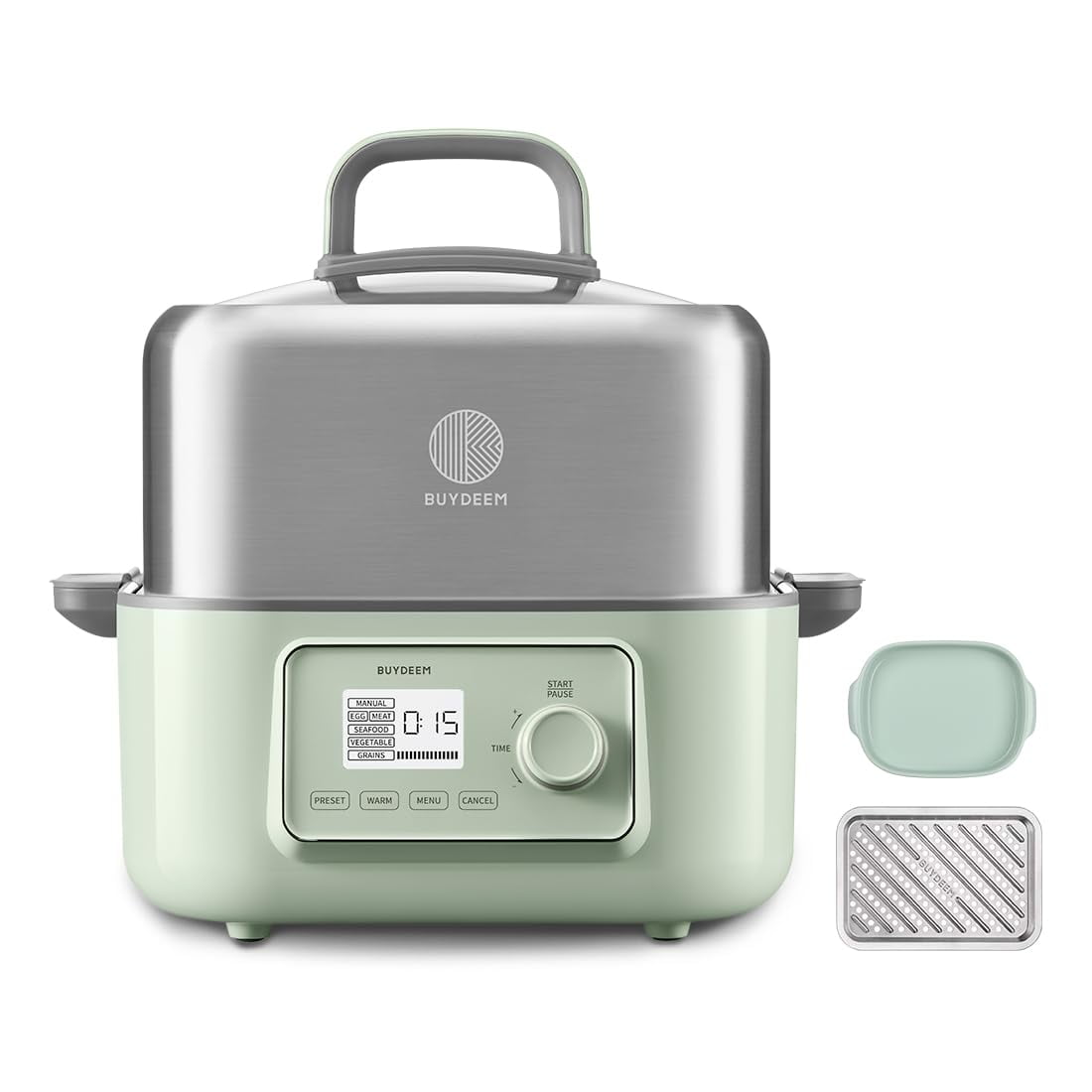 BUYDEEM G67US Electric Food Steamer for Cooking, 1 Tire Stainless Steel ...