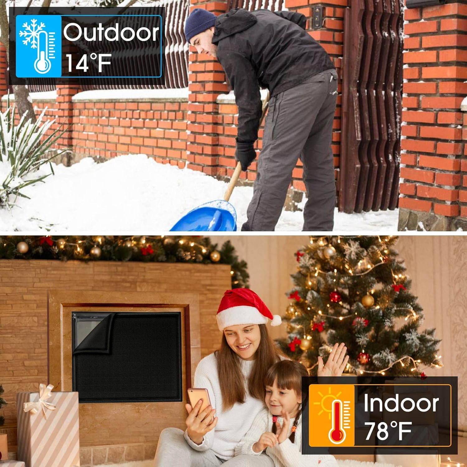 BUYHO Fireplace Cover, Fireplace Insulation Draft Blocker, Fireproof ...