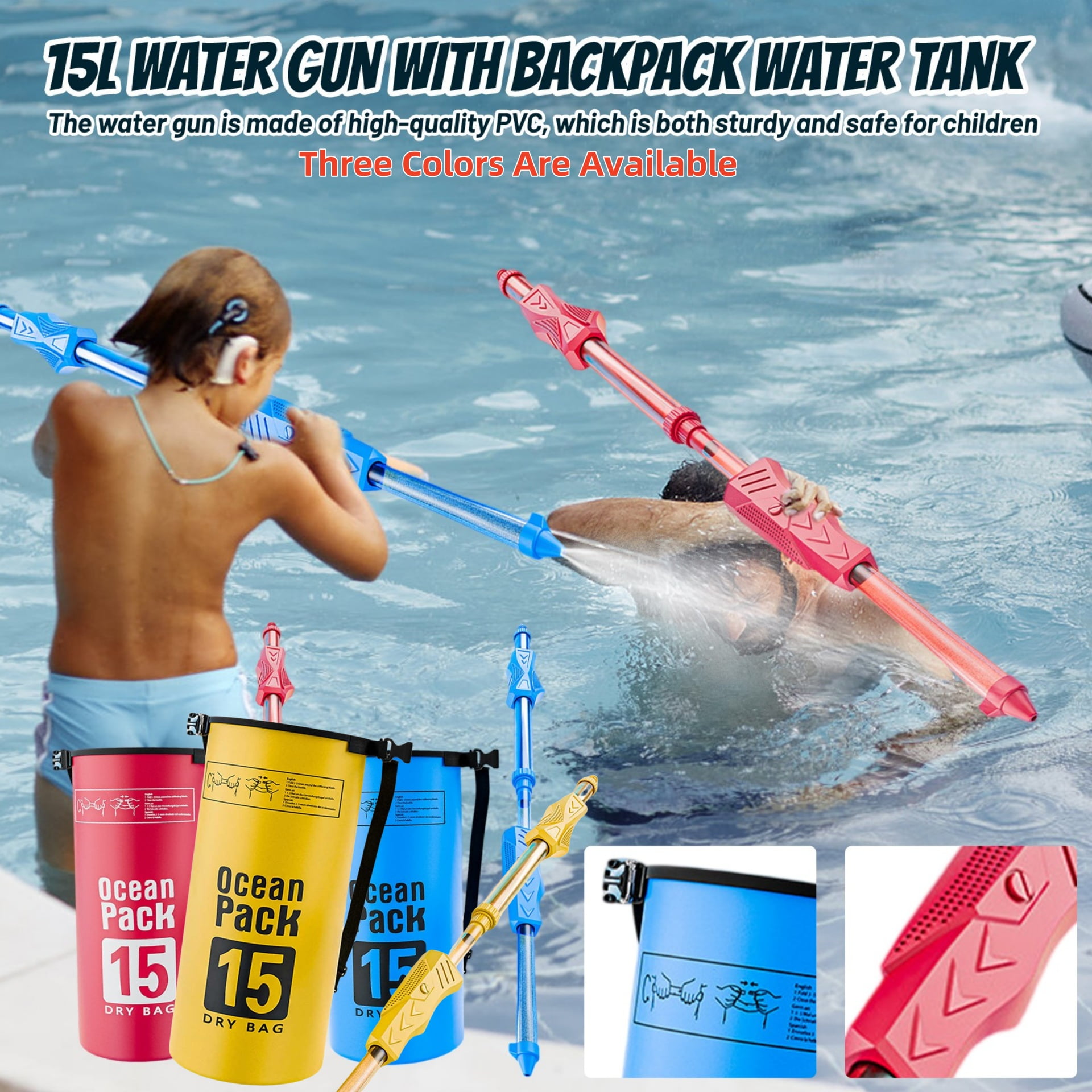 BUYHO Manual Pull-Out Backpack Water Transmitter, Innovative Large ...