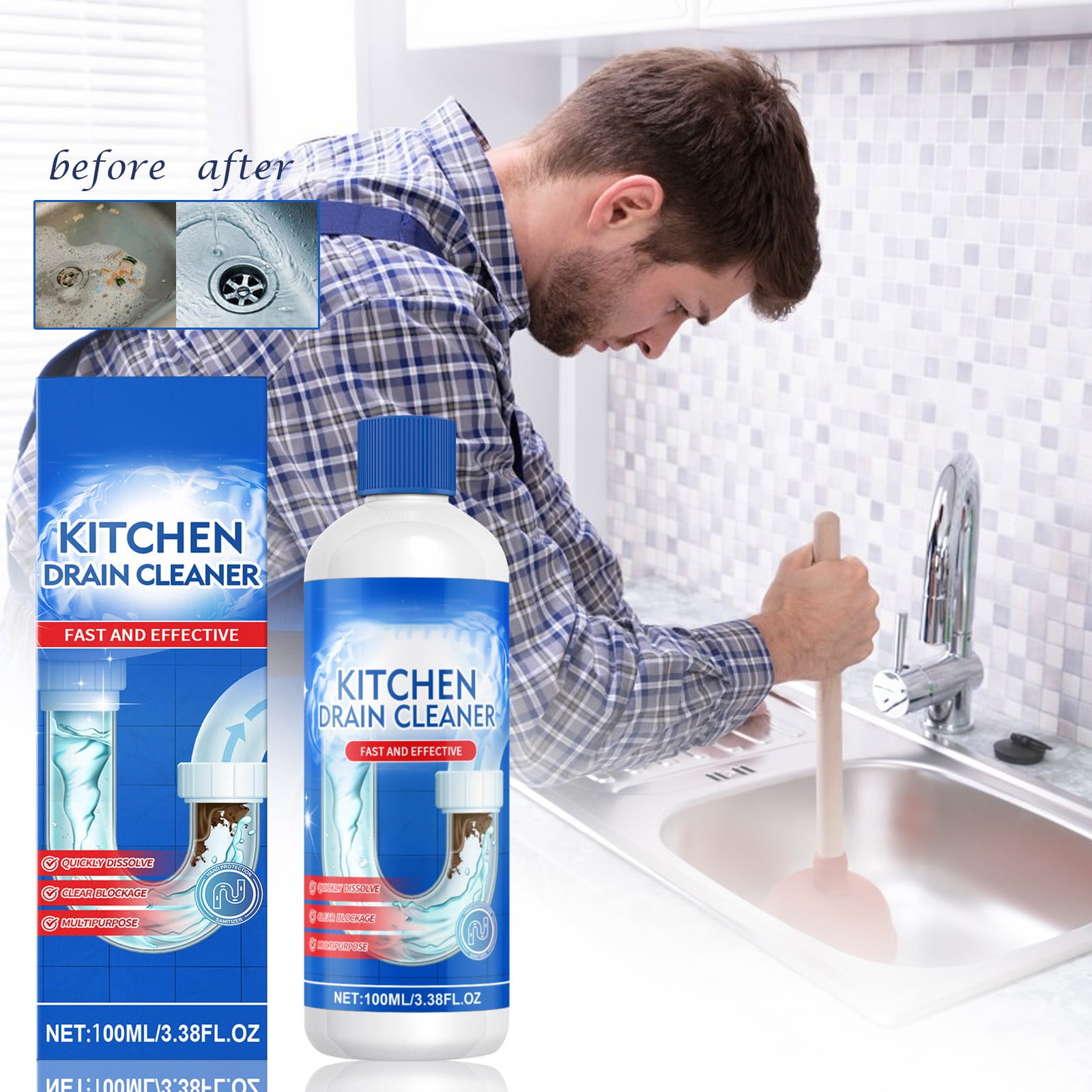 BUYHO Pipe Unclogging Agent, Sink Cleaner, Power Sink Cleaner Powder ...