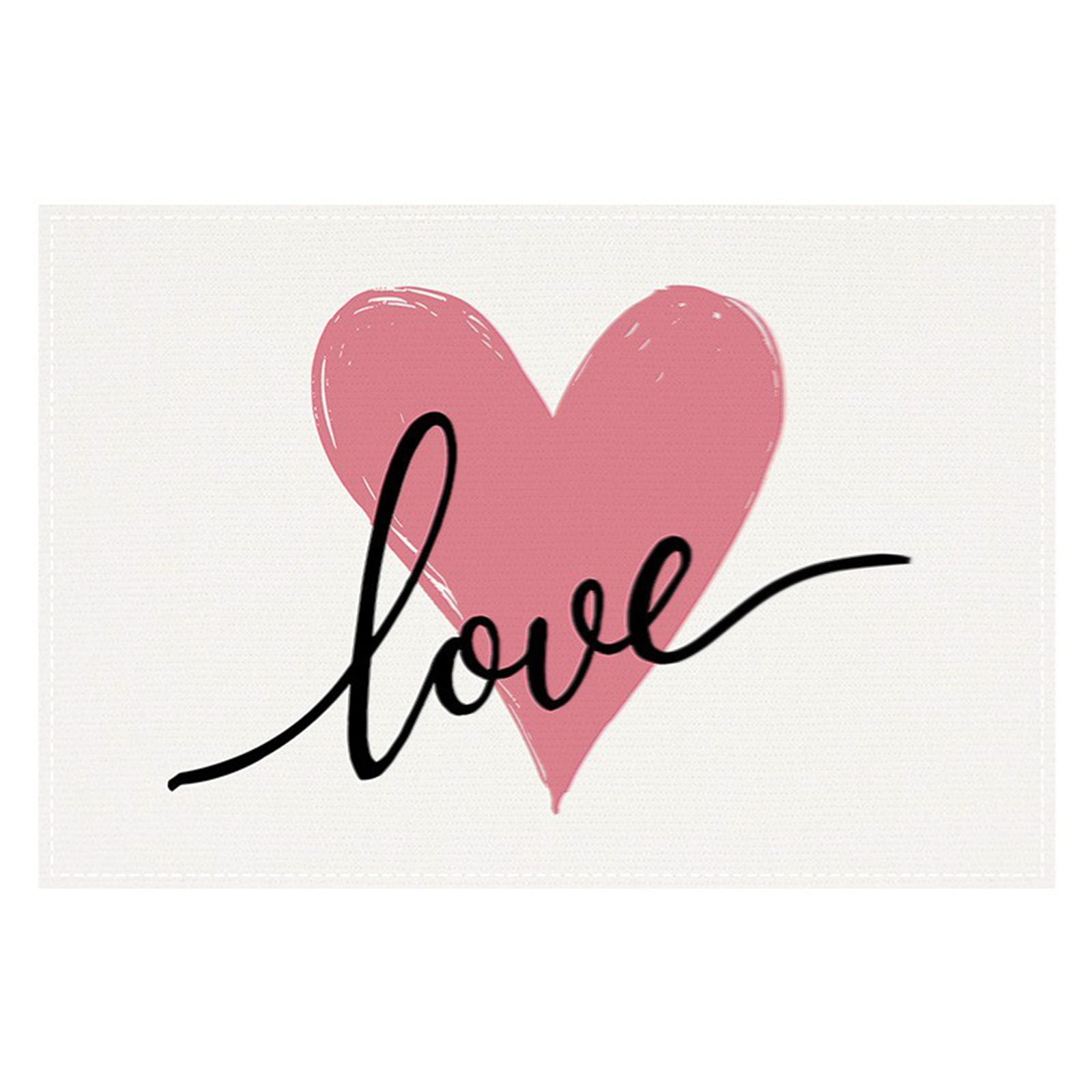 BUYHO Romantic Love Placemats 12x18 Valentines Day Table Mats Heart Love Pink Be Mine Print ...