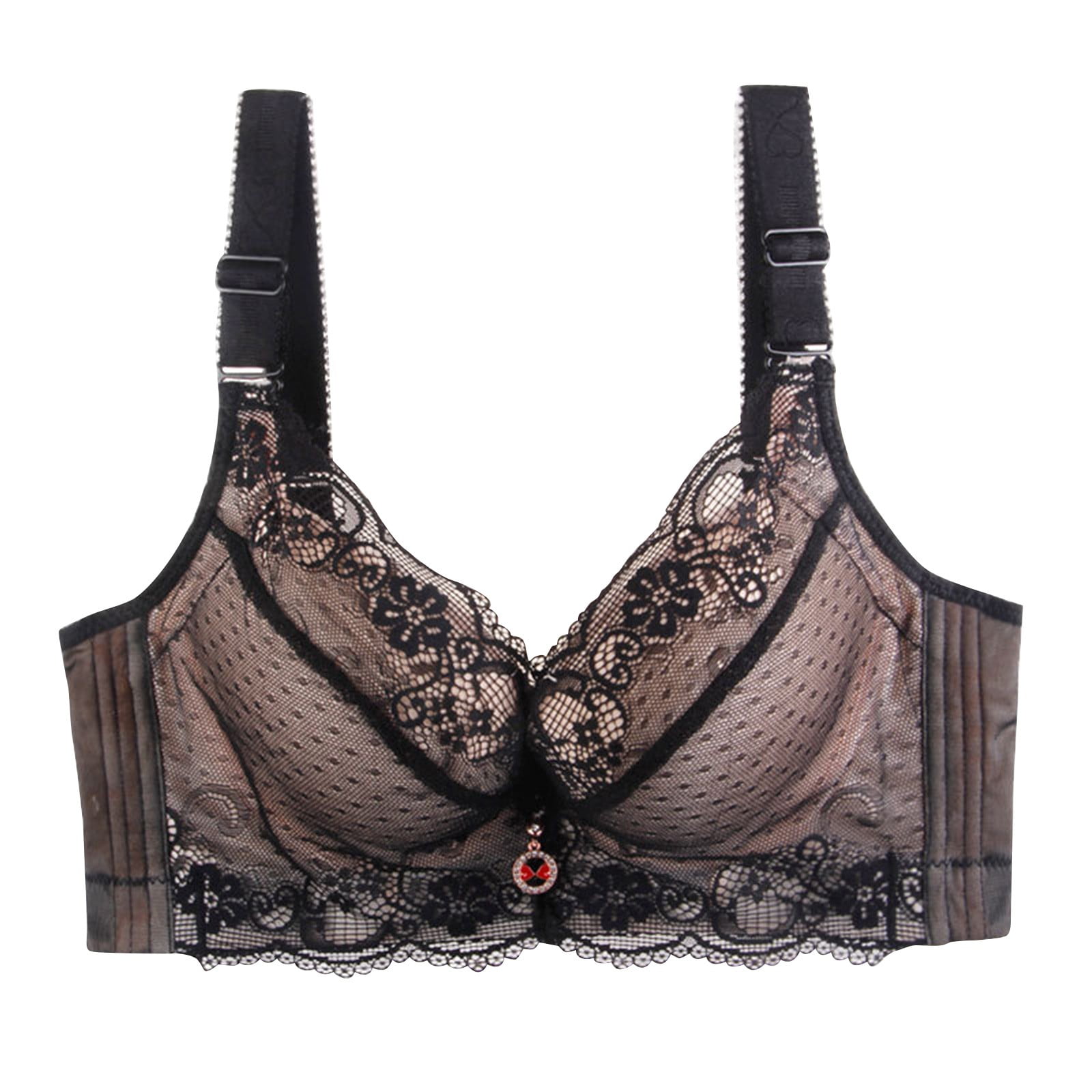 BUYHO Women's Solid Lace Sexy Bra Gathered Cute With Steel Ring ...