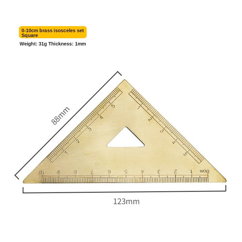 BUYISI 1 Pc Brass Ruler Mini Retro Triangle Ruler Protractor Measure ...