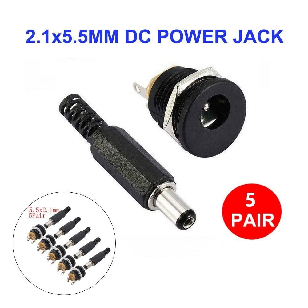 BUYISI 10 PAIRS MALE BARREL JACK PLUG FEMALE SOCKET PANEL MOUNT DC 12V ...