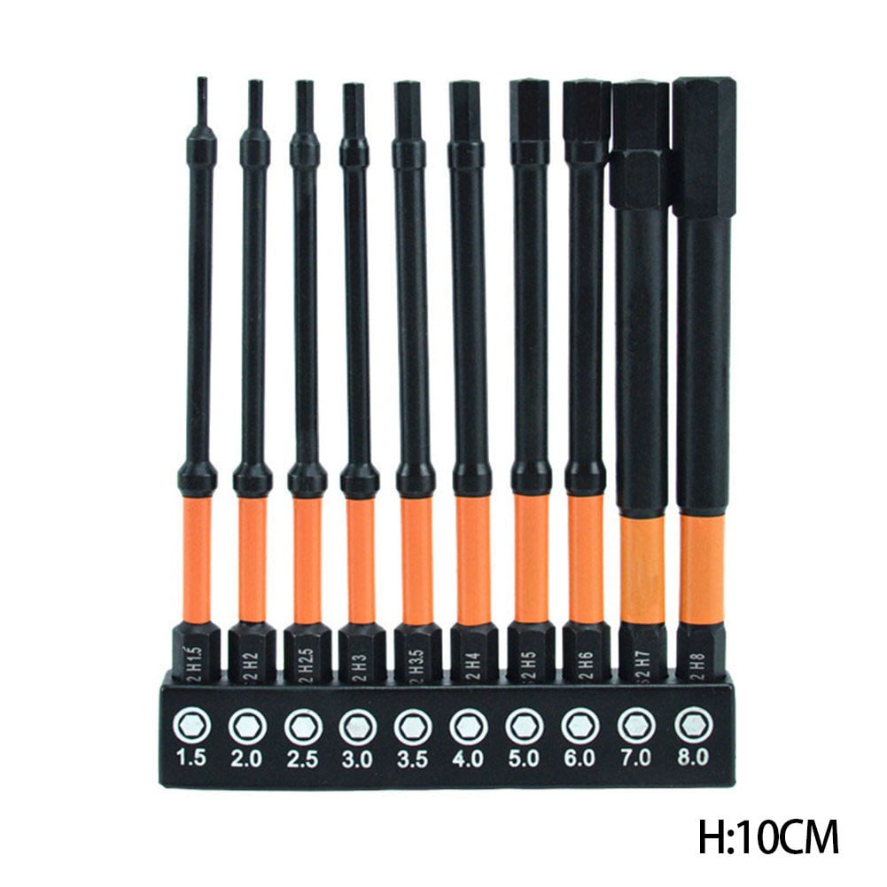 BUYISI 10 Pcs 100mm Imperial Hex Shank Screwdriver Bit Magnetic ...