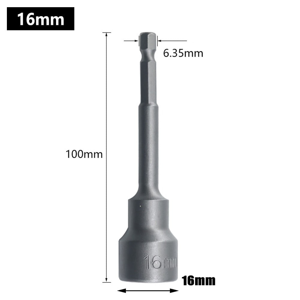 BUYISI 100mm Long 6mm-19mm Hexagon Nut Driver Drill Bit Socket Wrench ...