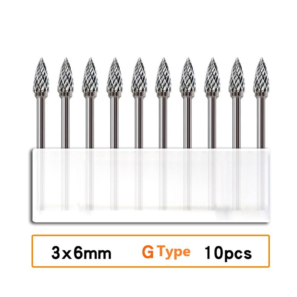 BUYISI 10PCS 3mm Shank Tungsten Carbide Burrs Rotary Drill Grinder ...