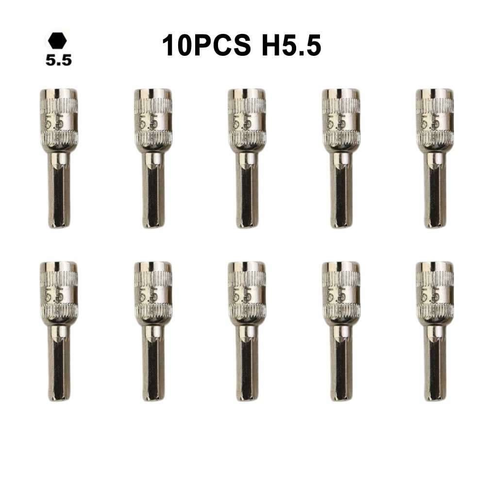 BUYISI 10Pcs H4 Hex Shank Socket Screwdriver Bits Set 2.5-5.5mm Nut ...