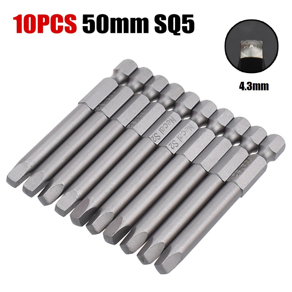 BUYISI 10pcs SQ1-SQ5 Square Head Screwdriver Bits Set Hex Shank ...