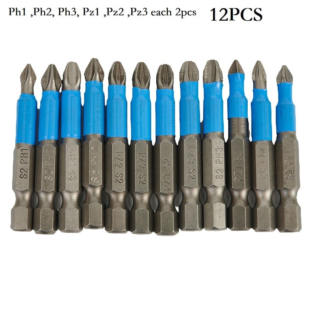BUYISI 12Pcs Magnetic Impact Non-slip Screwdriver Bit Set 50mm PH1/PH2 ...