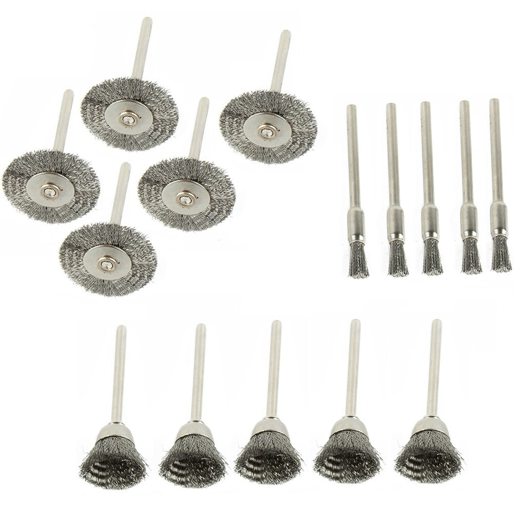 BUYISI 15Pcs Brass Brush Steel Wire Wheels Brushes Drill Rotary Tools ...