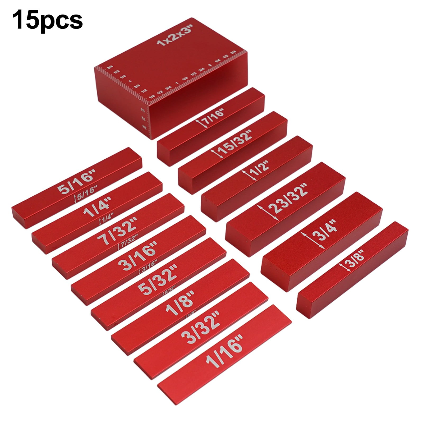 BUYISI 15Pcs Setup Blocks Height Gauge Set Aluminum Setup Bars for ...