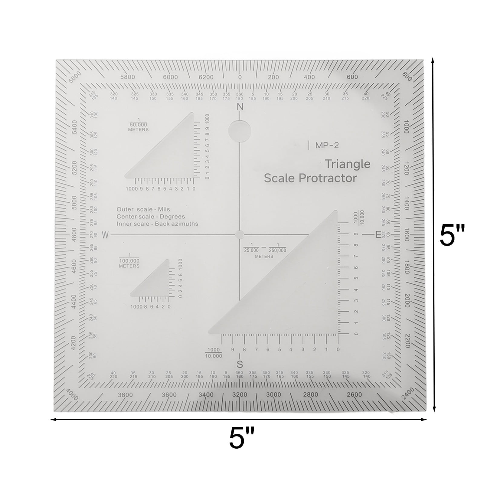 BUYISI 1PC MP-2 Map Protractor Coordinate Scale Map Transparent ...