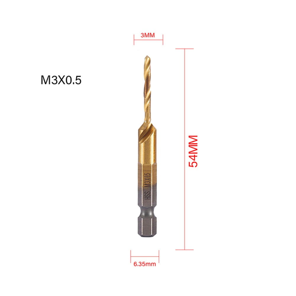 BUYISI 1PC Titanium Plated Hex Shank HSS Screw Thread Metric Tap Drill ...