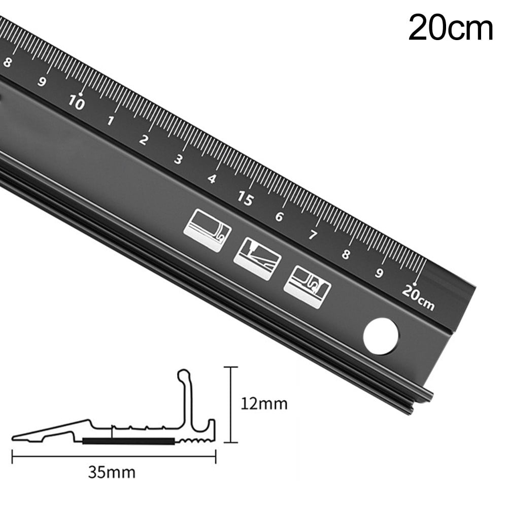 BUYISI 20/30/45CM Grip Aluminium Ruler Cutting Ruler Metal Craft Safety ...