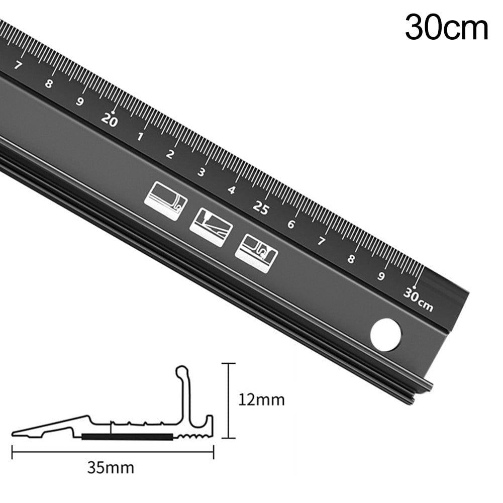 BUYISI 20/30/45CM Grip Aluminium Ruler Cutting Ruler Metal Craft Safety ...